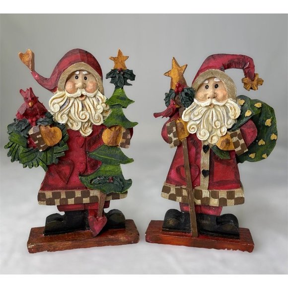 Unbranded | Holiday | Set Of 2 Handcarved Polystone Primitive Folk Art ...